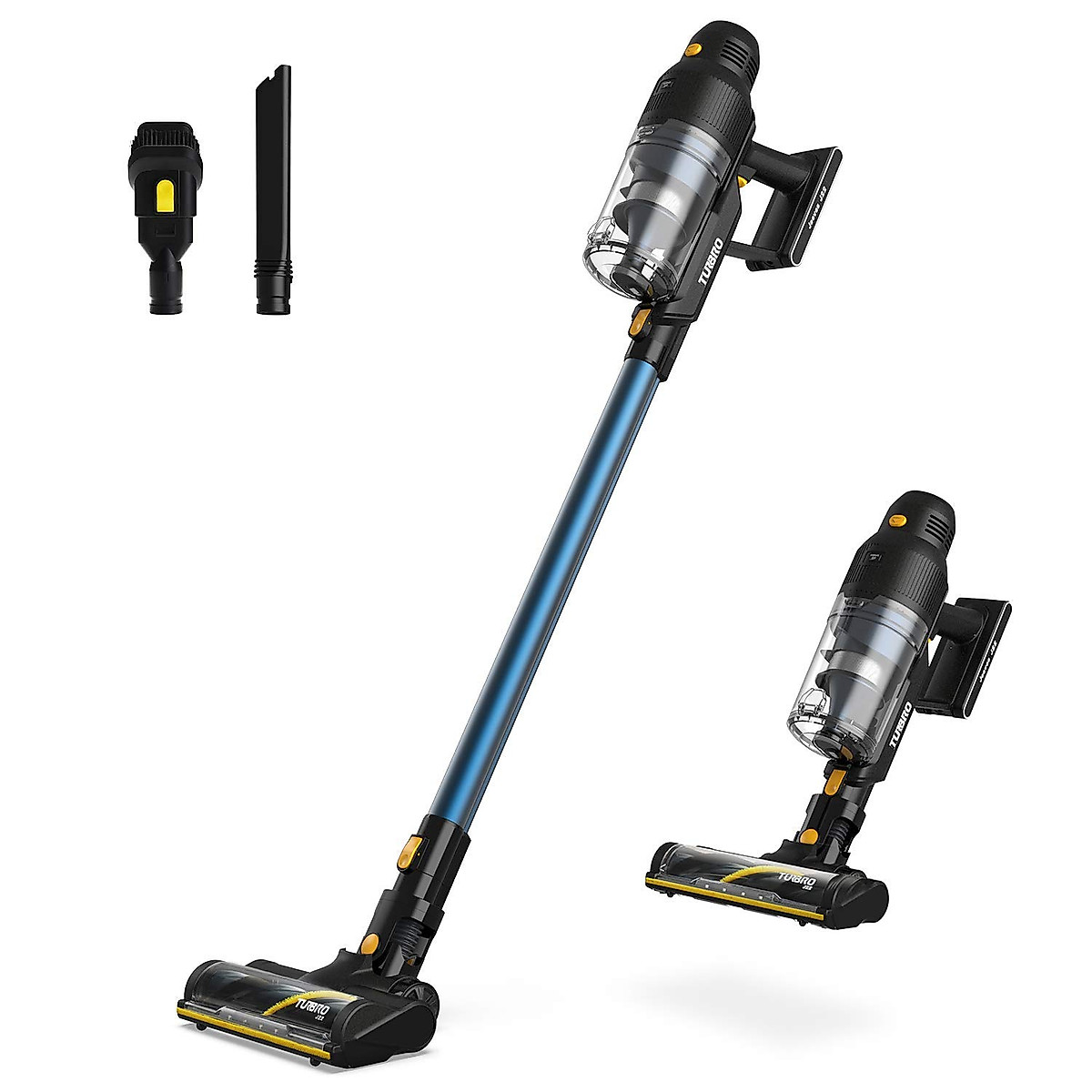 TURBRO Jeeves J22 Cordless Vacuum Cleaner 22kPa Powerful Vac w/Brushless Motor, Stick and Handheld 2-in-1, Wall-Mount, 3X Suction Modes, up to 50 min Runtime, Black