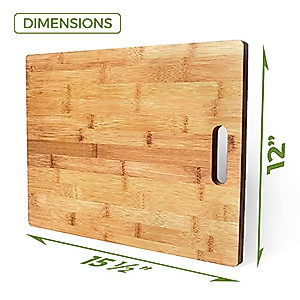 Large Organic Bamboo Cutting Board - Wooden Charcuterie Cheese Serving Platter For Kitchen - With Deep Drip Edge & Garnish Bowls - Boards Are BPA Free,16x12” - Unique Housewarming Gift Idea - Good&Co.