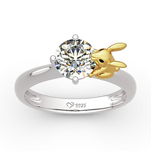 Jeulia "Nature's Favor Rabbit Round Cut Sterling Silver Ring Engagement Anniversary Eternity Promise Wedding Band Ring Set with Jewelry Box (6)