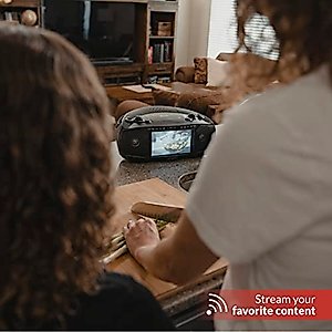 Aiwa Portable Boombox, Crystal Clear Sound with 3W x 2 Speakers and Bass Function, Featuring a 7" LCD Display, Bluetooth Connectivity, FM Radio, CD/DVD Player, Streaming on Roku and Amazon Firestick