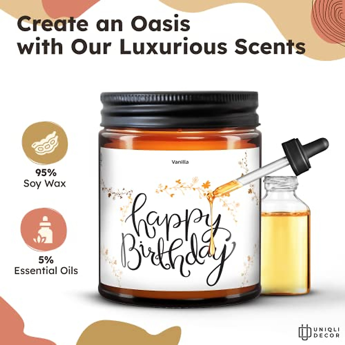 Happy Birthday Candles, Happy Birthday Gifts for Women Friendship, Unique Best Friend Happy Birthday Candles Gifts for Women Mom, Soy Wax Non Toxic Candle and Aromatherapy Candles, Valentines Day