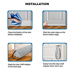 QUOLIX Triangle Under-Door Draft Stopper, 32" Noise Blocker, Weighted Weather Stripping, Gray Cotton & Polyester, Multi-Function Noise & Light Blocker,Gray