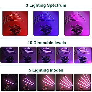 LED Grow Light Indoor Plants - 5 Heads 200W 150LED Plant Light with Adjustable Stand,Auto On/Off Timer with Remote Control,5Switch Modes,10 Dimmable Brightness,Full Spectrum for Indoor Plants