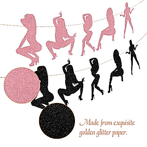 Black Pink Glitter Paper Twerk Banner Bachelorette Party Bride Face Wearing Sombrero Stripper Banner, Mexico Bachelorette Party, Bach Party Decor