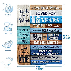 16th Birthday Gifts for Girls Boys Sweet 16 Gifts for Girls Blanket 16 Birthday Gift Ideas Blanket Gifts for 16 Year Old Girl Happy 16th Birthday Decorations Blankets for Girl Boy Son Daughter 60"x50"