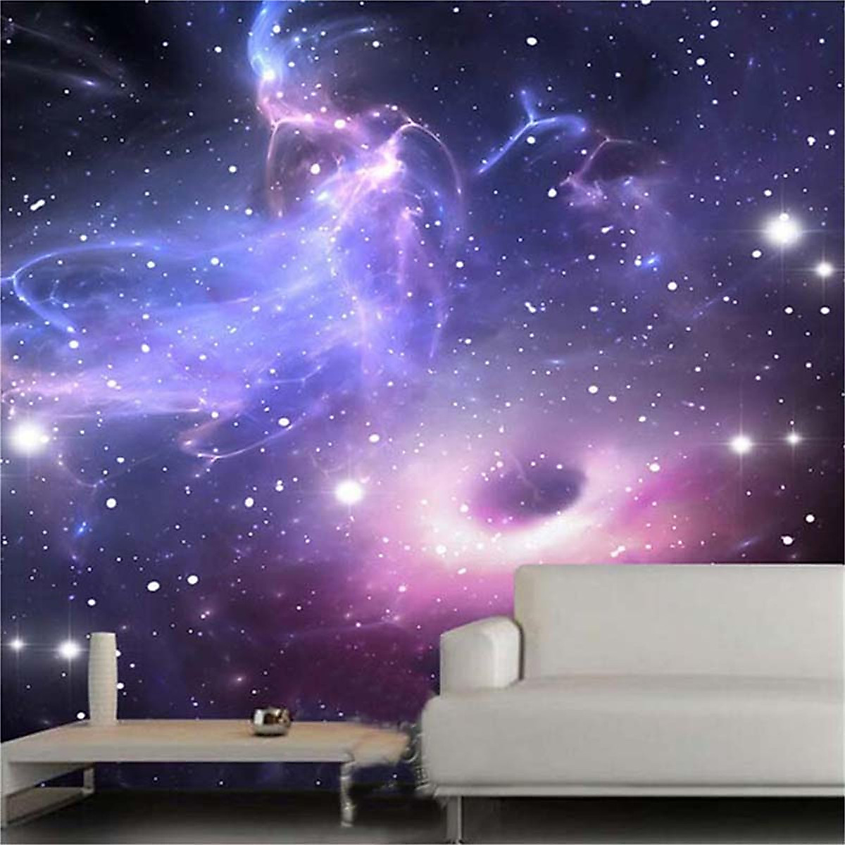 BEVEPE Purple Universe Stars Galaxy Wall Murals, 3D Wall Mural Wallpaper for Bedroom Walls, Wall Stickers Decals Good Breathability Apply to Bathroom Kitchen（78.7" W x 55.2" H）