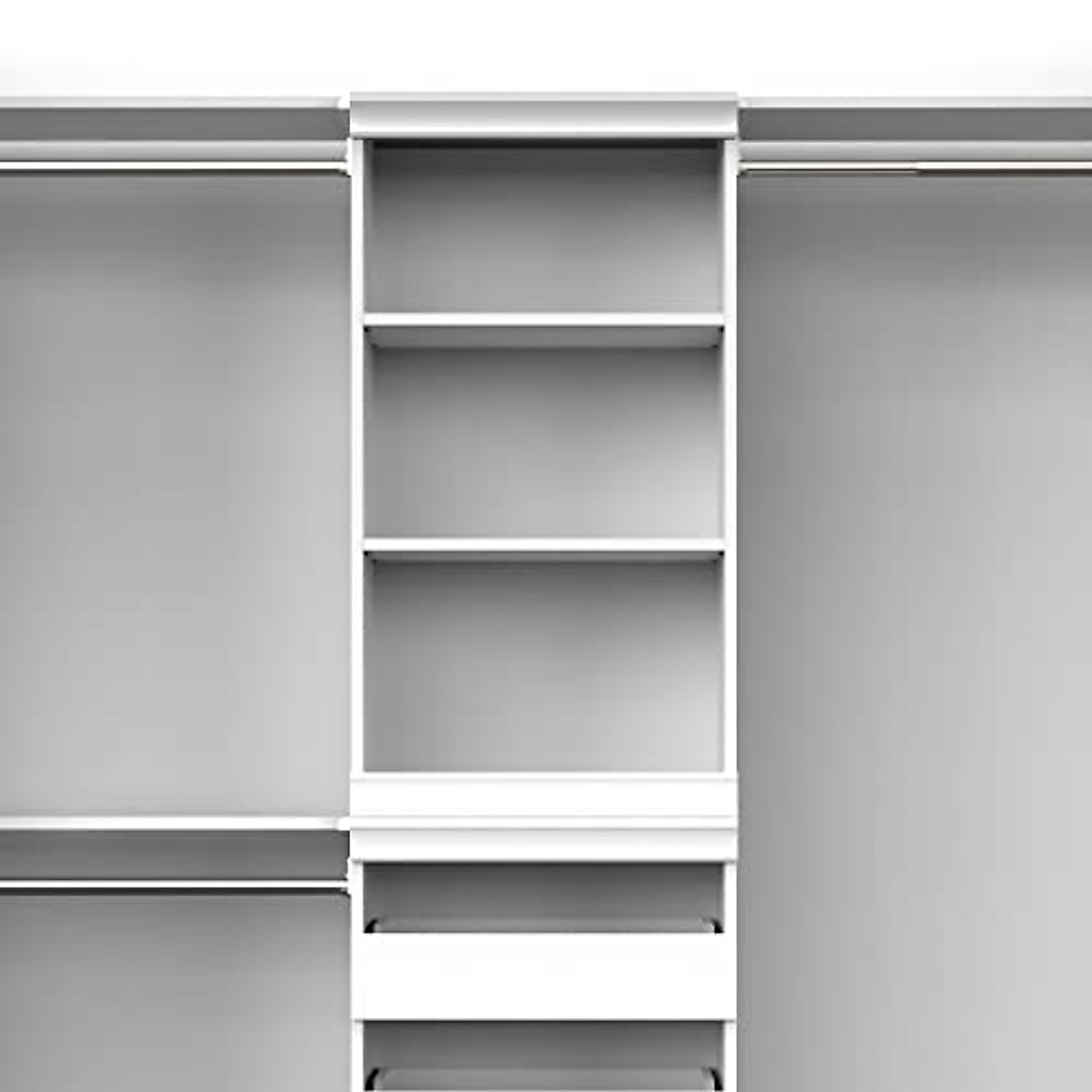 ClosetMaid Modular Storage Shelf Unit with 3 Shelves, Wood Closet Organizer Adjustable, Stacking, Full Backer, Decorative Trim, White, 40.29 H x 21.39 in. W x 15.91 in. D