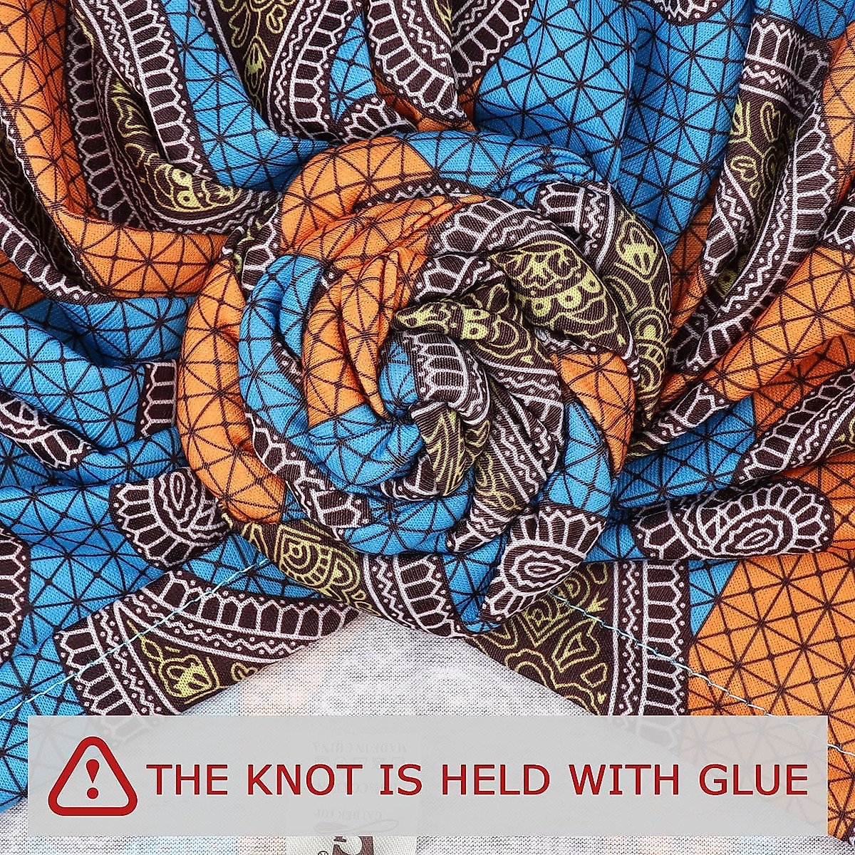 DRESHOW 5 Pack Knotted Headwraps for Women African Turban Pre-Knotted Beanie Headwraps Hair Covers