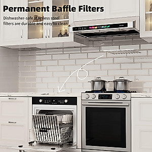 BRANO 30 Inch Under Cabinet Range Hood with Voice/Gesture/Touch Control, 900 CFM Kitchen Vent Hood with 4-Speed Exhaust Fan, Stainless Steel Stove Hood with LED Lights, Baffle Filters