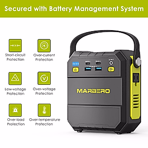 MARBERO Portable Power Station 83Wh Small Generator Solar Power Bank 80W(Peak 120W) Camping Laptop Charger Emergency Battery Pack with AC Outlet 4 USB Ports with Flashlight for Outdoor Home Travel