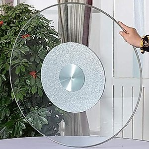 Lazy Susans Turntable Glass Lazy Susan Serving Turntable, 50-120cm, 360-Degree Free Rotating Anti-tilt Spinning Dining Table Centerpiece ， Serving Platters For Kitchen Dining Table Hotel (Color : Sil