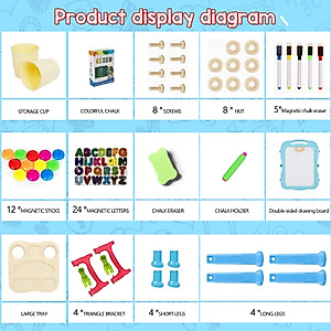 Mojitodon Easel for Kids,Rotatable Double Sided Adjustable Standing Art Easel with Painting Accessories for Toddlers Boys and Girls-Blue