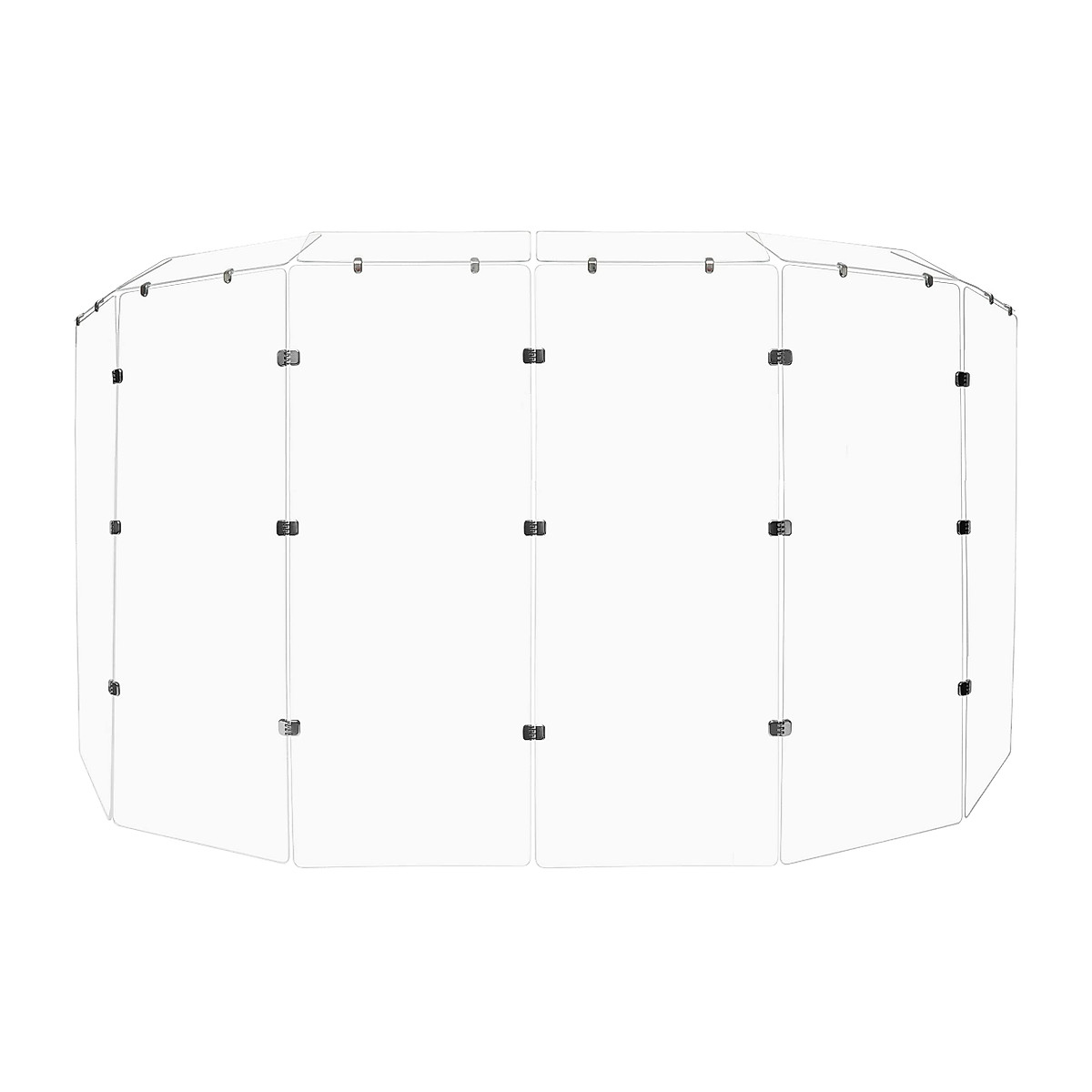 PENNZONI Drum Shield 5ft w/Deflectors & Chrome Hinges, Comes w/ 6 Drum Panels, 6 Deflectors, Chrome Hinges & Deflector Connectors, Premium Clear Acrylic Panels