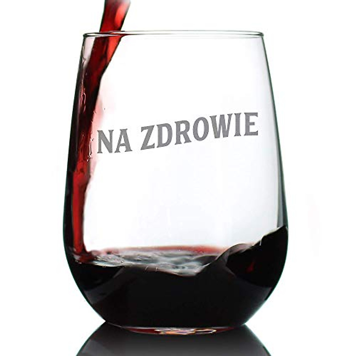 Na Zdrowie Polish Cheers - Stemless Wine Glass - Cute Poland Themed Gifts or Party Decor - Large 17 Ounce