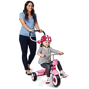 Radio Flyer Toddler Tricycle and Stroller, w/ Adjustable Seat for 9 Months to 5 Years Old, Pink