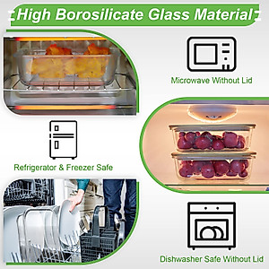 Tessco 5 Pieces Glass Containers with Bamboo Lids 36 oz/ 1040 ml Airtight Glass Food Storage Containers Microwave Oven Freezer Glass Bowls with Lids for Lunch Meal Pantry Cabinet Organization