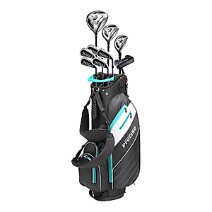 Precise AMG Men's Complete Golf Clubs Package Set Includes Titanium Driver, S.S. Fairway, S.S. Hybrid, S.S. 6-PW Irons, Putter, Bag, 3 H/C's Right Hand - Choose Size! (Tall Size +1", Right Hand)