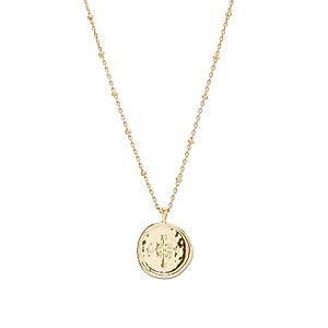 gorjana Women's Compass Coin Pendant Necklace, 18K Gold Plated Medallion, Adjustable 19 inch Chain