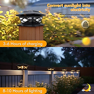 TWINSLUXES Solar Post Lights Outdoor 2 Modes Waterproof LED Solar Post Cap Lights for 3.5x3.5 4x4 5x5 and 6x6 Wooden&Vinyl Post,Fence Post Solar Lights for Garden/Patio/Porch Solar Powered(8 Pack)