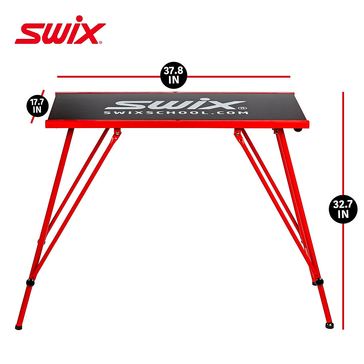 Swix T754 Economy Waxing Table 96cm x 45cm | Durable Compact Wax Table for Skis & Snowboard with One Leg Height Adjustment, Red