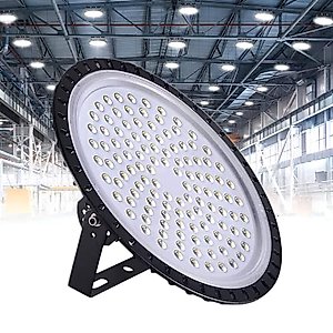 300W UFO LED High Bay Light lamp Factory Warehouse Industrial Lighting 30000 Lumen 6000-6500K IP54 Warehouse LED Lights- High Bay LED Lights- Commercial Bay Lighting for Garage Factory Workshop Gym