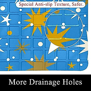 Bath Tub Shower Mat - Anti-Slip PVC Material 15.1x26.8 in, Gentle Cushioning Quick Drying Suction Cups Reliable Solution - Colored Star Pattern Non-Slip Floor Mat