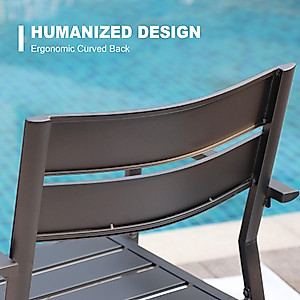 VICLLAX Patio Dining Chairs Set of 2, Stackable Metal Chairs Set with Armrests for Poolside, Backyard, Garden, Deck, Porch, Grey