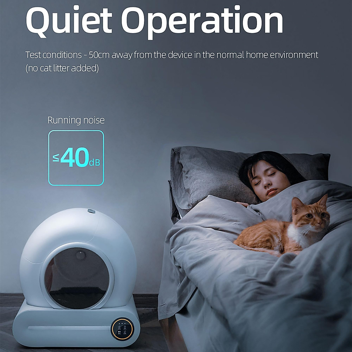 Self-Cleaning Cat Litter Box, Large Automatic Litter Box with App Control & Smart Health Monitor, Integrated Safety Protection & Odor Eliminator, Smart Cat Litter Box for Multi Cats