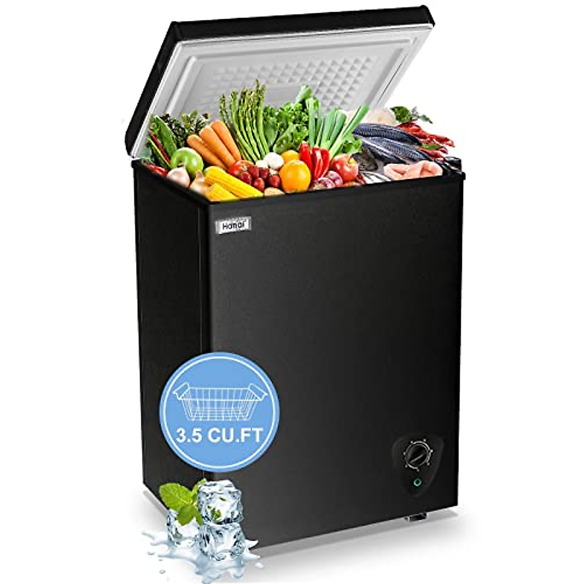 Chest Freezers Compact Mini Deep Freezer WANAI 3.5 Cu.Ft Free-standing ...