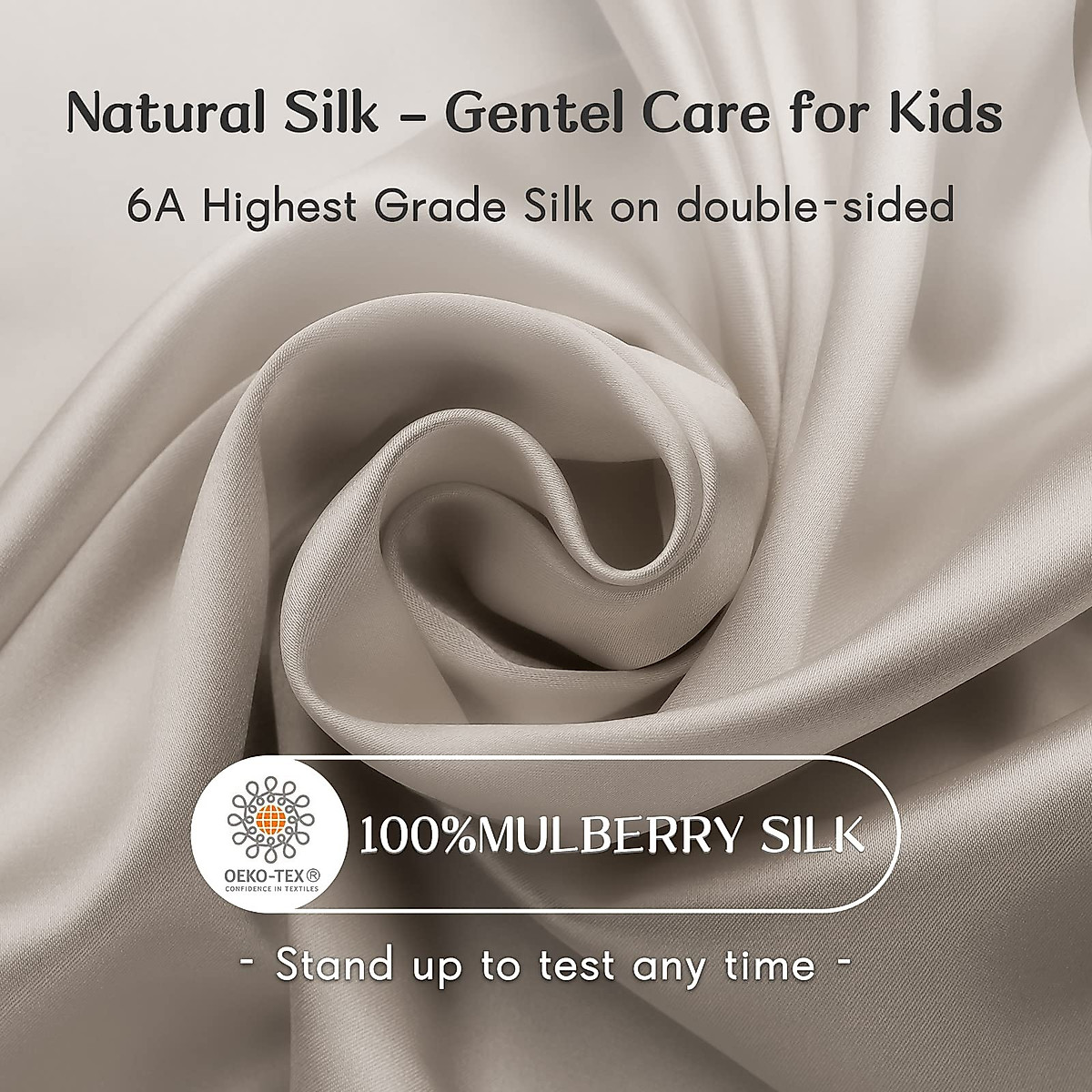 iCooBreeze 100% Pure Silk Toddler Pillowcases,Mulberry Silk Double Sided Pillow Case with Hidden Zipper,Organic Pillow Covers for Baby Kid Toddler Boys Girls,Toddler (13"X18") 1 Pack, Taupe