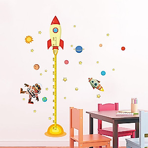 decalmile Planets Space Rocket Height Growth Measuring Table Wall Stickers Removable DIY Children Baby Room Daycare Sticker Wall Decoration