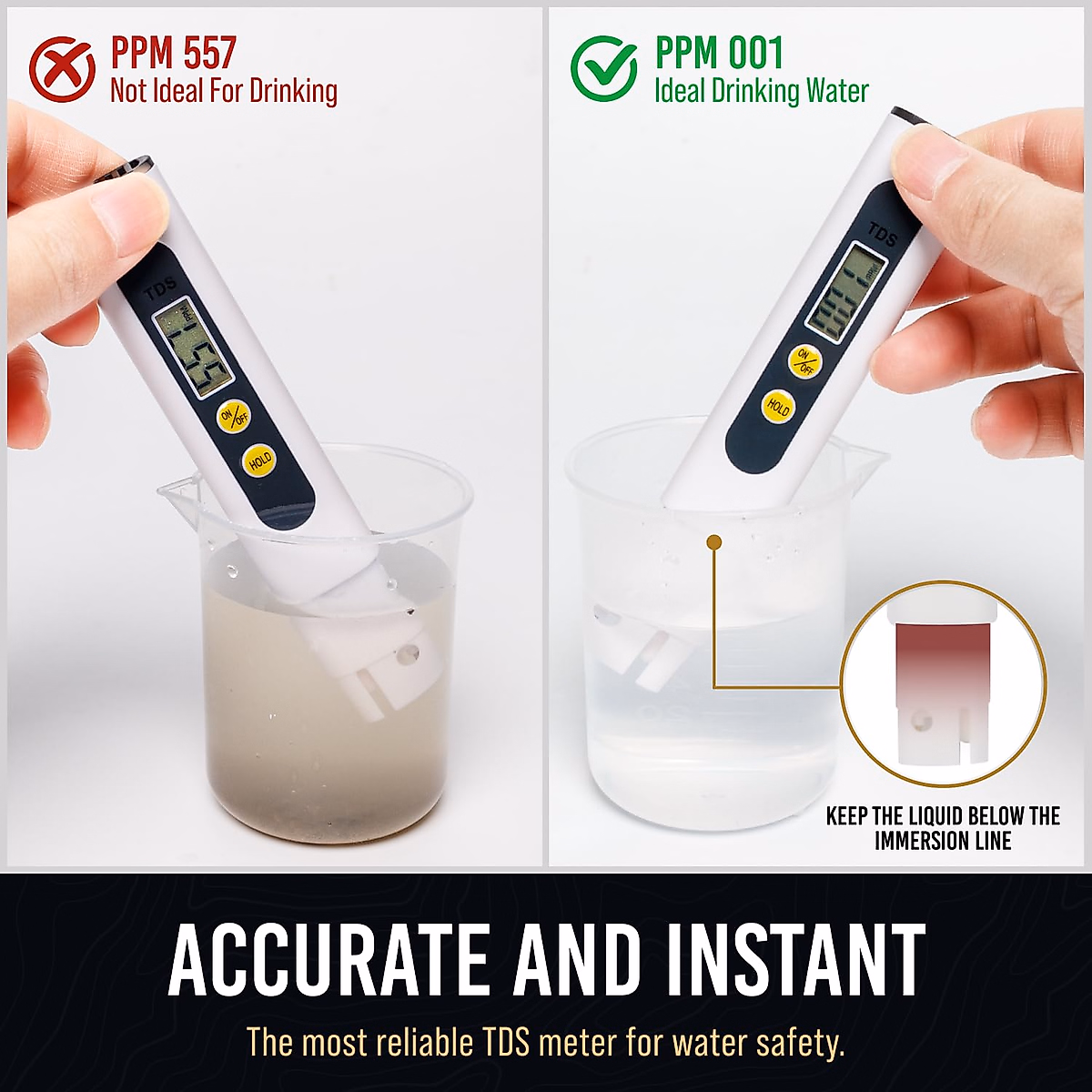 Craft911 TDS Meter Digital Water Tester - Accurate Water Tester for Drinking Water | 0-9990 PPM Meter - 1s Water Quality Tester - TDS Water Tester for Hydroponics, Household Drinking, and Aquarium