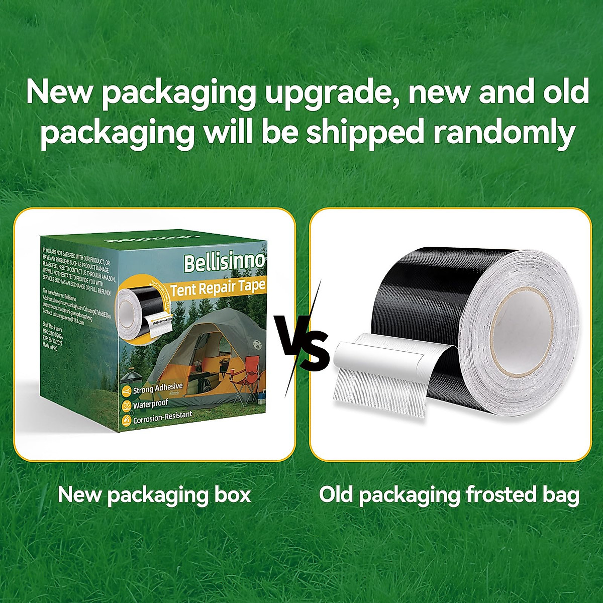 Bellisinno Tent Repair Tape, RV Awning Repair Tape Waterproof, Outdoor Repair Tape for Tarp, Tent, Canvas, Boat Covers, Sail Tape, Tear Repair Patch Kit, Heavy Duty 3 inches x 32 FT Tent Tape