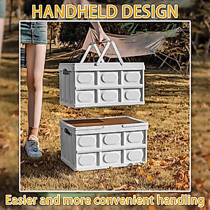 KERHAND Foldable Camping Storage Box with Lids,Outdoor Collapsible Storage Bins & Picnic Basket,Plastic Tote Car Organizer for Clothes/Tool/Books/Snack/Beer...(30 L)