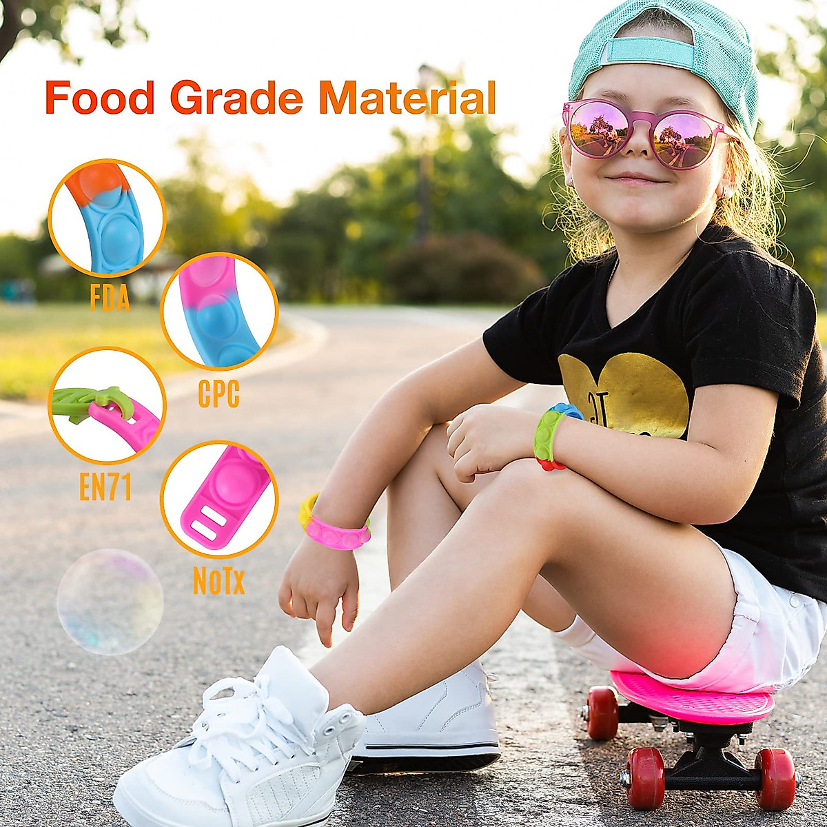 Kids Party Favors Pop Fidget Toys Bulk Its 24 Packs Fidget Bracelet It Birthday Party Favors for Kids Goodie Bags Stuffers Classroom Prizes Bubble Poppers Toddlers Toy for Students Girls Boys Cheap