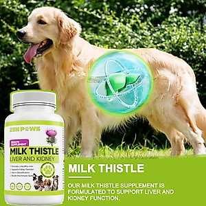 Zenpaws Milk Thistle for Dogs - 180 Chewable Tablets - Canine Liver and Kidney Support Supplement for Dogs - Detox for Dogs - Liver Supplement for Dogs, 800 mg