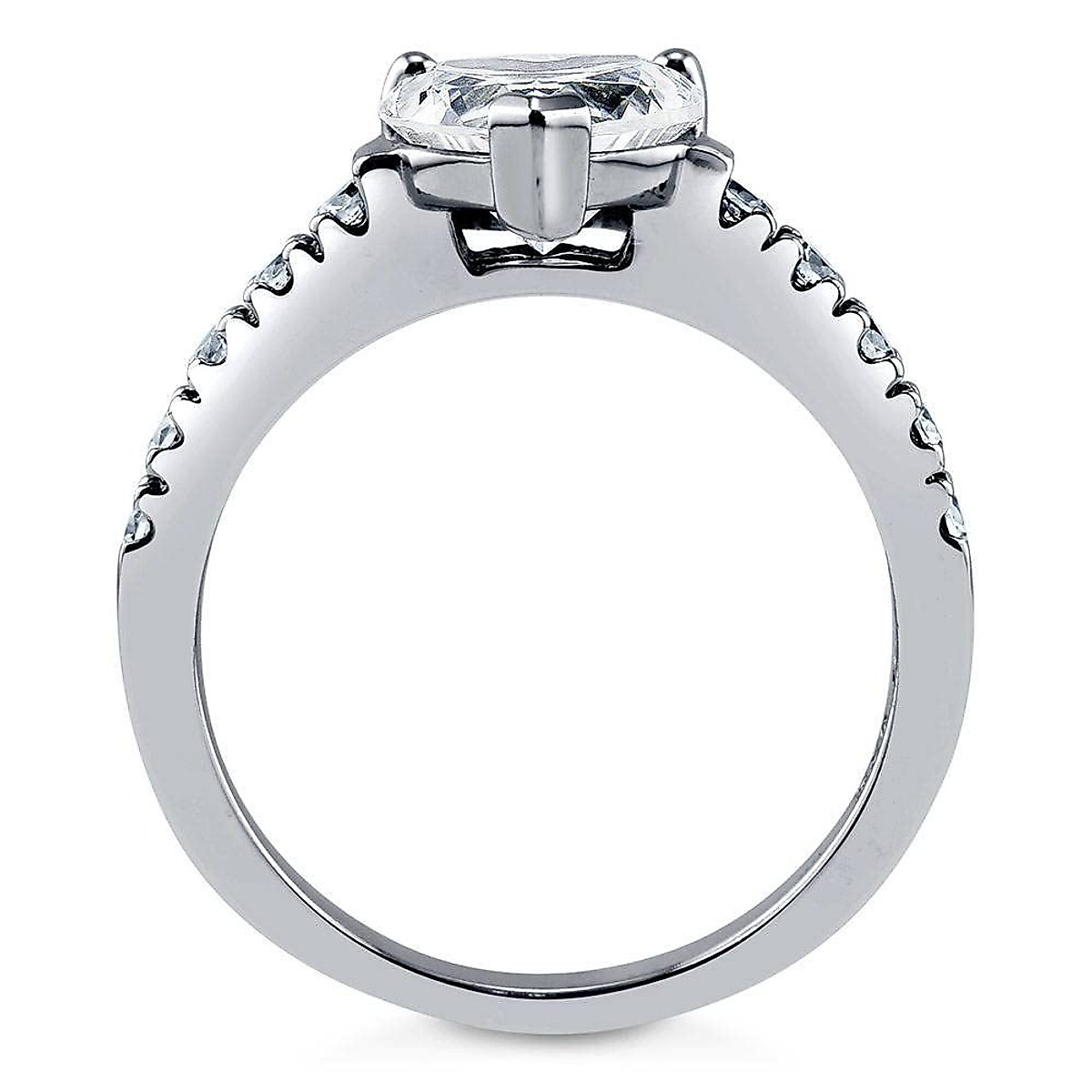 BERRICLE Sterling Silver Solitaire Wedding Engagement Rings 1.7 Carat Cubic Zirconia CZ Heart Promise Ring for Women, Rhodium Plated Size 9