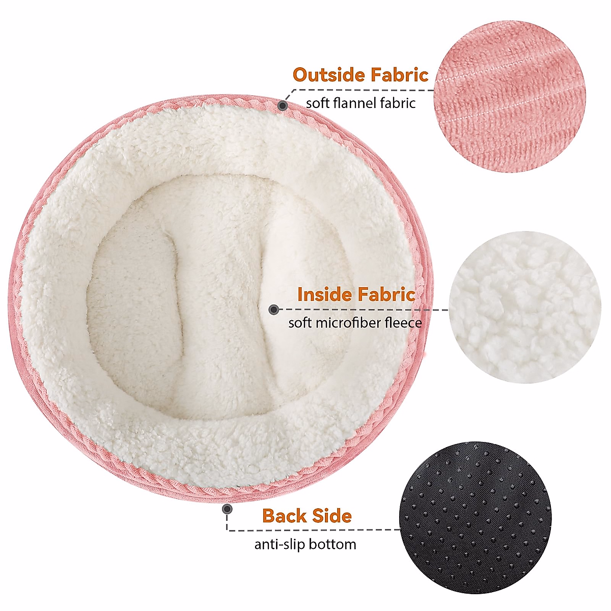 Cat Beds for Indoor Cats, Dog Beds for Small Dogs, Round Donut Pet Bed for Puppy and Kitty, Soft Cozy& Machine Washable, Non Skid Bottom, 20" (Pink, 20.0" L x 20.0" W x 6.5" Th)