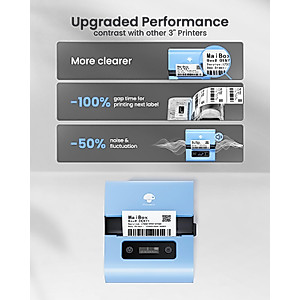 Phomemo M221 Label Printer, Newest Upgraded 3'' Bluetooth Thermal Label Maker, Easier & More Stable,for Product, Address, Barcode, Small Business, Home Portable DIY on Phone/PC,+100 Labels, Sky Blue