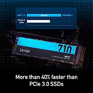 Lexar 1TB NM710 SSD PCIe Gen4 NVMe M.2 2280 Internal Solid State Drive, Up to 5000/4500 MB/s Read/Write (LNM710X001T-RNNNU)