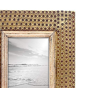 Foreside Home and Garden Brass 4 x 6 inch Decorative Distressed Hammered Metal Picture Frame, 61