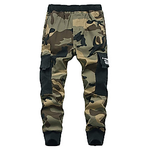 LOKTARC Toddler Boys Cargo Joggers Pull-On Slim Fit Camouflage Pants Yellow 6-7 Years/Size 130