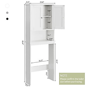 Meilocar Over The Toilet Storage Cabinet, Bathroom Storage Organizer Over Toilet, Space Saver W/Adjustable Shelf & Open Storage Shelf, White