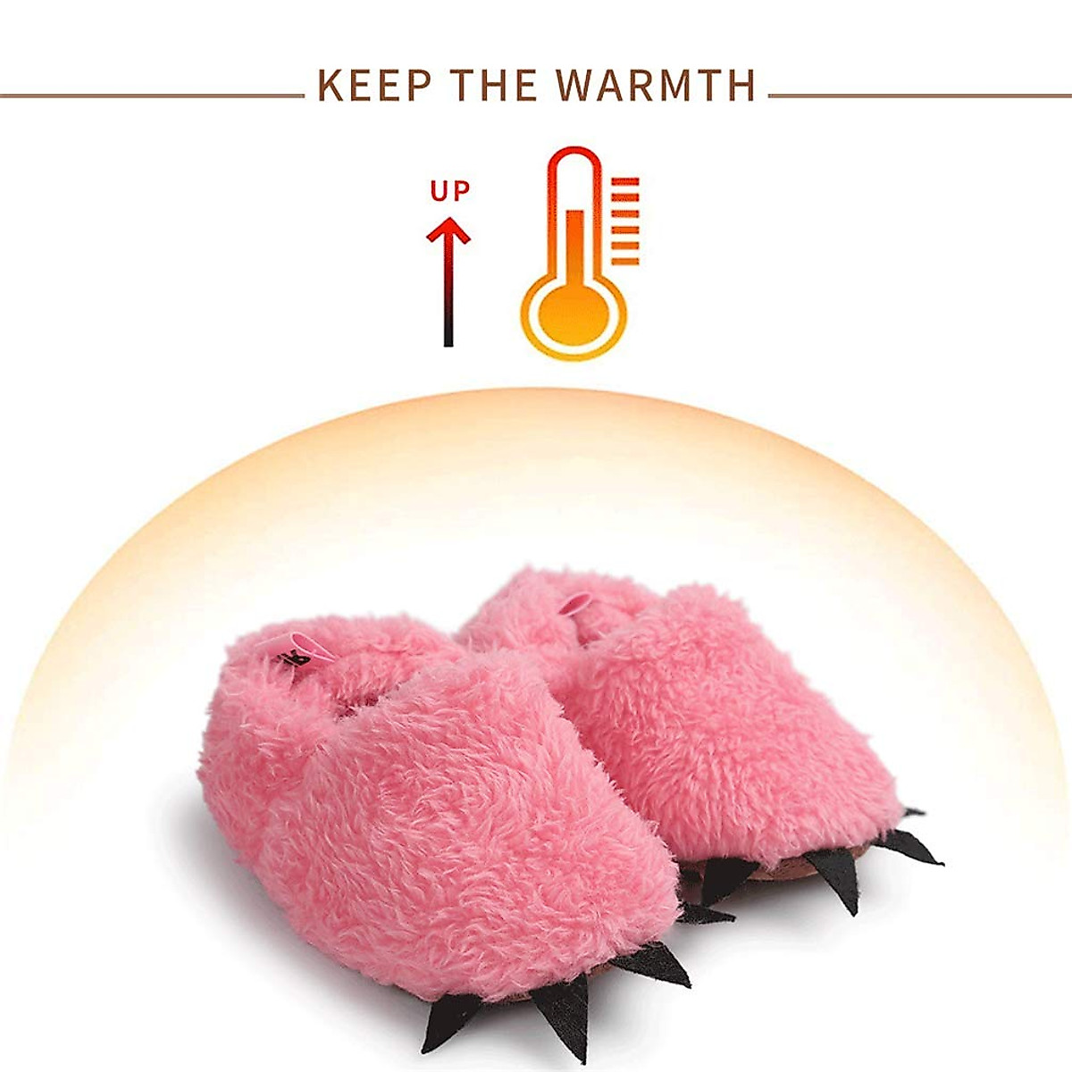 CoKate Baby Boys Girls Soft Plush Slippers Bear PAW Animal Boots Toddler Infant Crib Shoes Winter House Shoes (12-18 Months, Dark Pink)