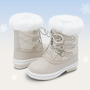 DREAM PAIRS Boys Girls Winter Snow Boots for Little Big Kids Off-White Size 6 Big Kid SDSB2225K