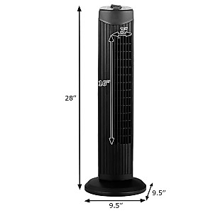 COSTWAY Tower Fan, 28-Inch Oscillating Tower Fan, Quiet Cooling Whole Room Bladeless, 3 Speed, 3 Wind Mode, Oscillating Tower Fan for Bedrooms, Living Rooms, Kitchen (Black)