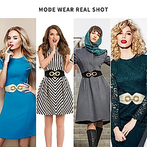 gingokuo Wide Elastic Waist Belts for Women Fashion Cinch Belts for Dresses Jeans Jumpsuit Beige M