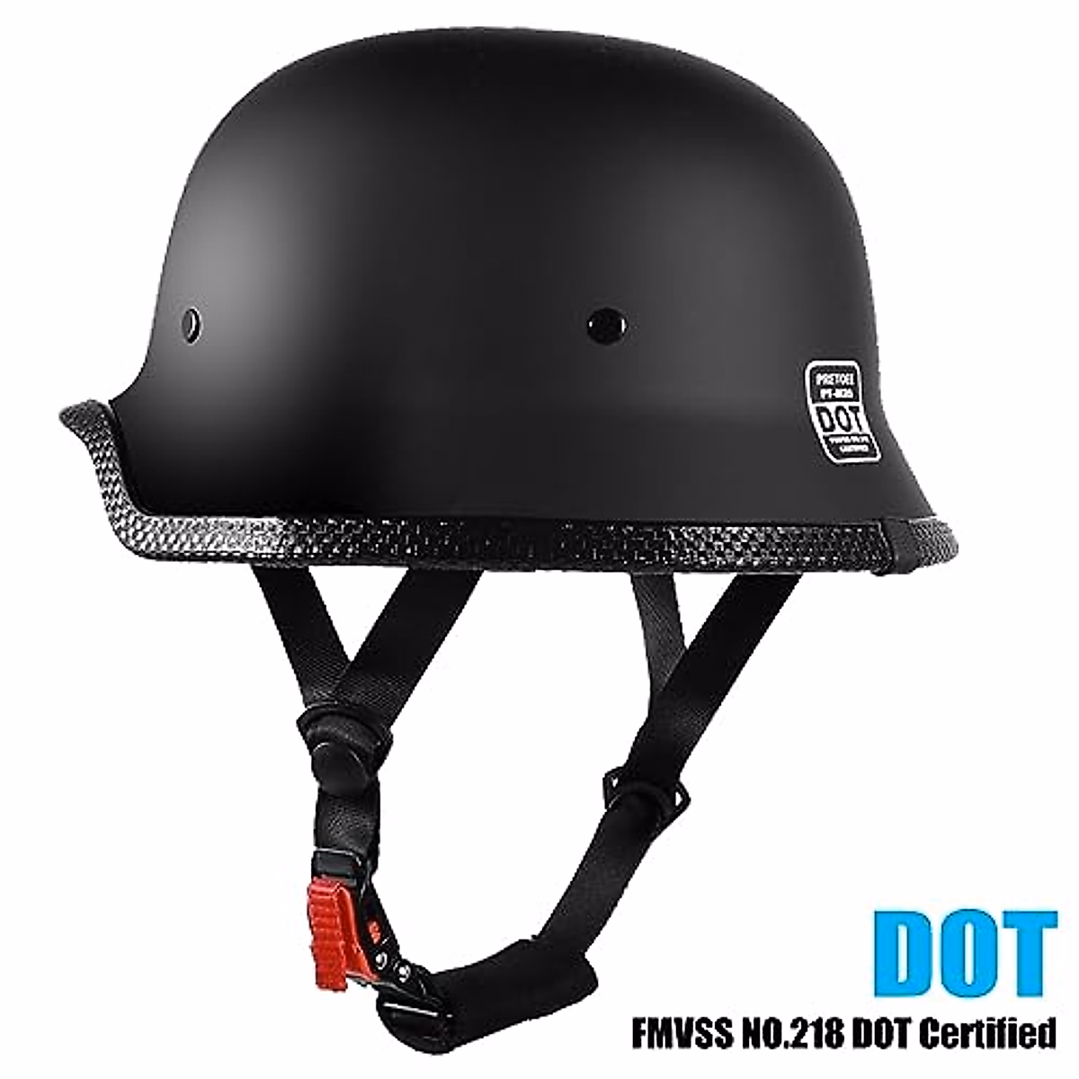 German Style Motorcycle Helmet, DOT Approved Half Face Helmets for Men Women, Adult Retro Black Half Shell Moped Helmet… (XX-Large, Matt Black)