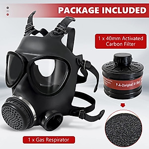 GZYZAMZ Full Face Respirator Reusable Gas Mask, Survival Nuclear and Chemical Gas Masks with 40mm Activated Carbon Filter in Vapor, Chemical, Gas, Paint Spary, Woodworking and Other Work Protection