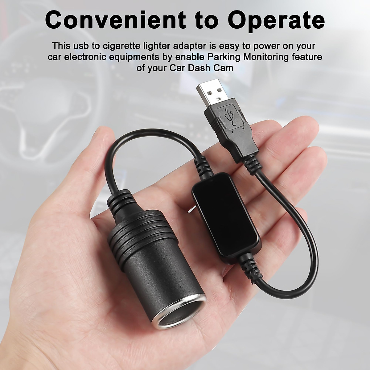 MEIRIYFA USB to Cigarette Lighter Socket Converter for Car,USB A Male 5V to 12V Step Up Car Cigarette Lighter Female Adapter Cable for Car Driving Recorder,GPS,E-Dog